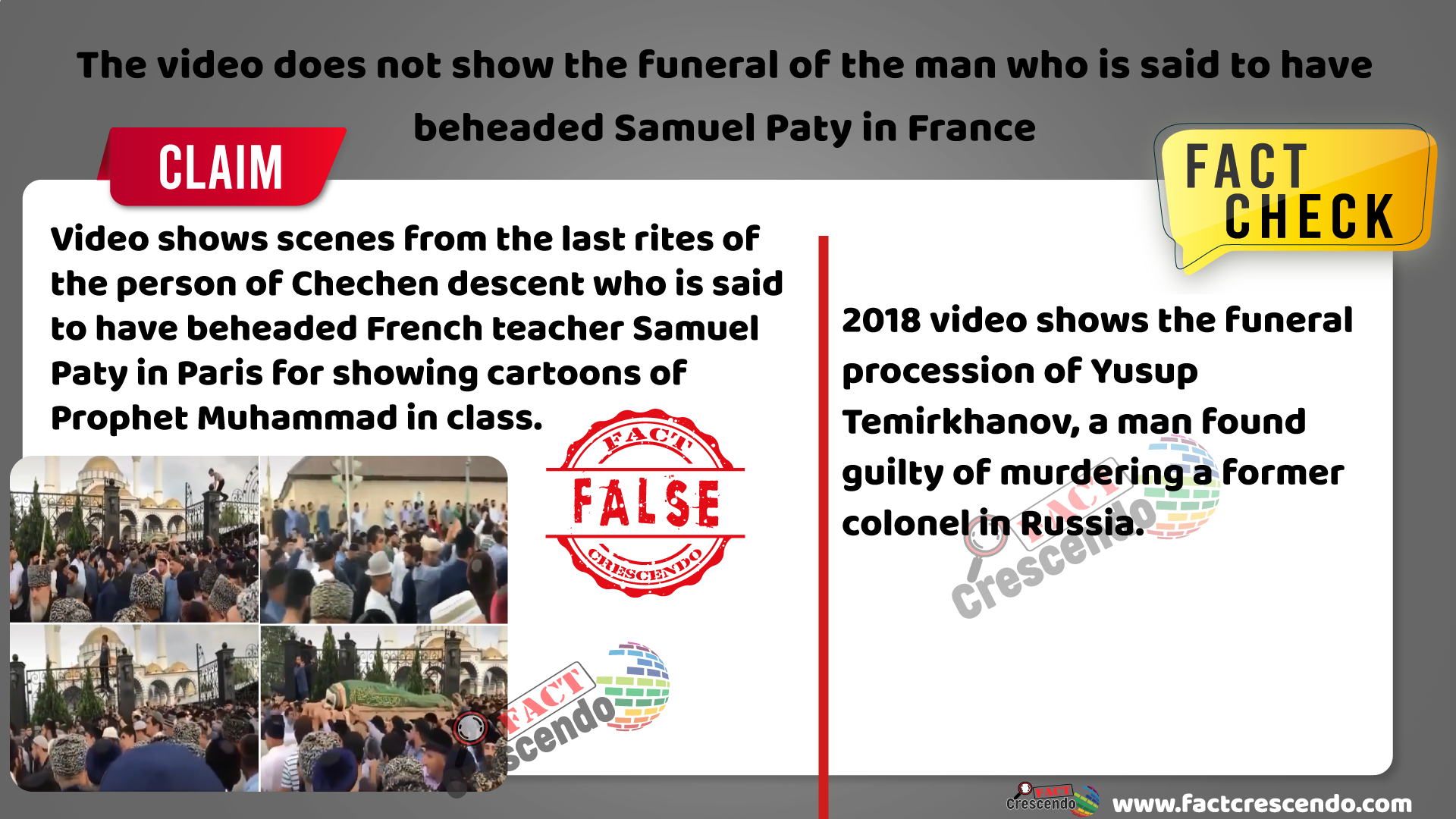 The video does not show the funeral of the man who is said to have ...