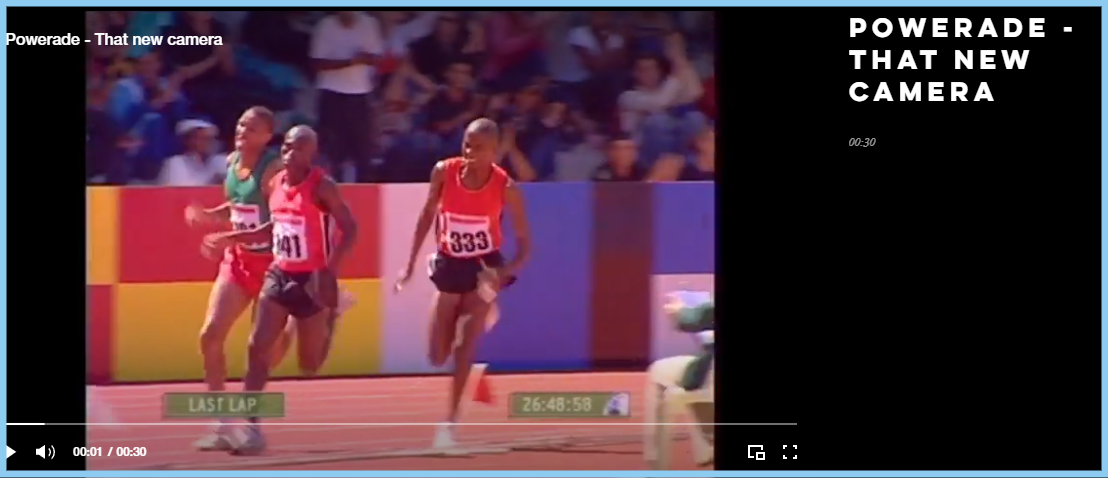 The video of a cameraman overtaking athletes is from a Powerade ...
