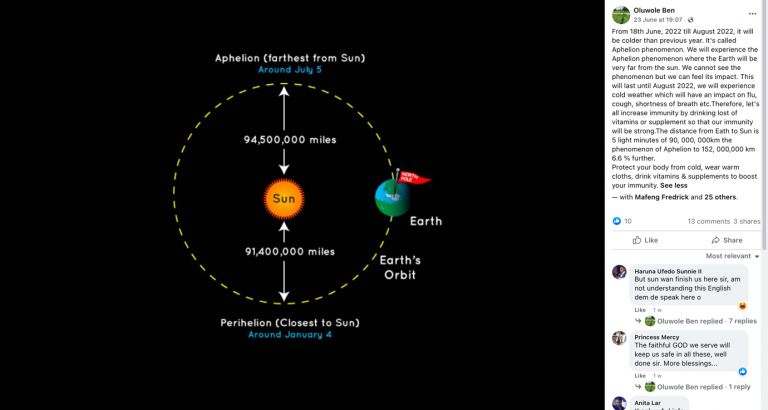 No, the Aphelion Phenomenon does not cause extreme cold weather - Fact ...