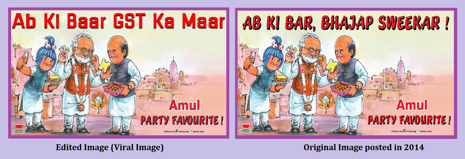 Edited image shared as Amul targeting Modi and GST rate in their ...