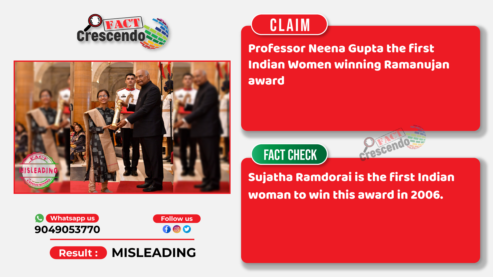 Neena Gupta is not the first Indian woman to win the Ramanujan Prize ...