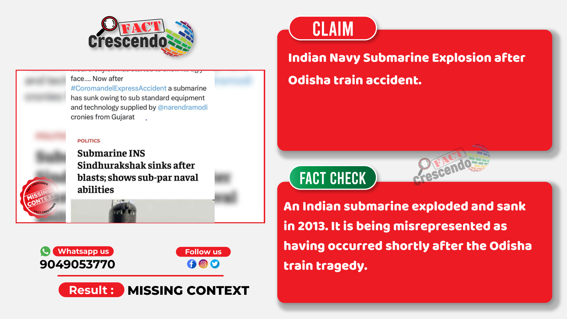 2013 incident of an Indian submarine sinking is being shared as recent ...