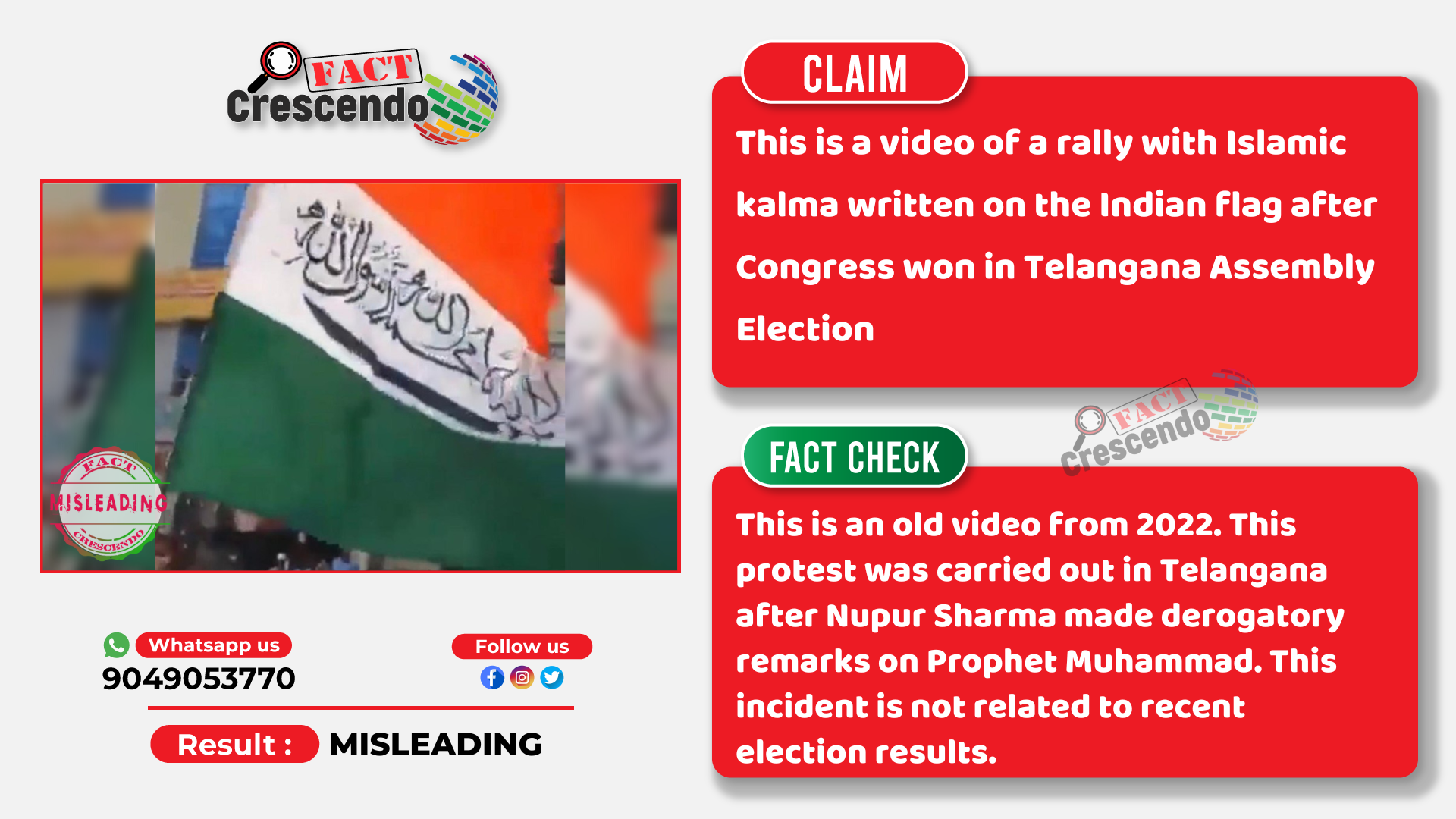 Is this a video of a rally with Islamic kalma written on the Indian ...