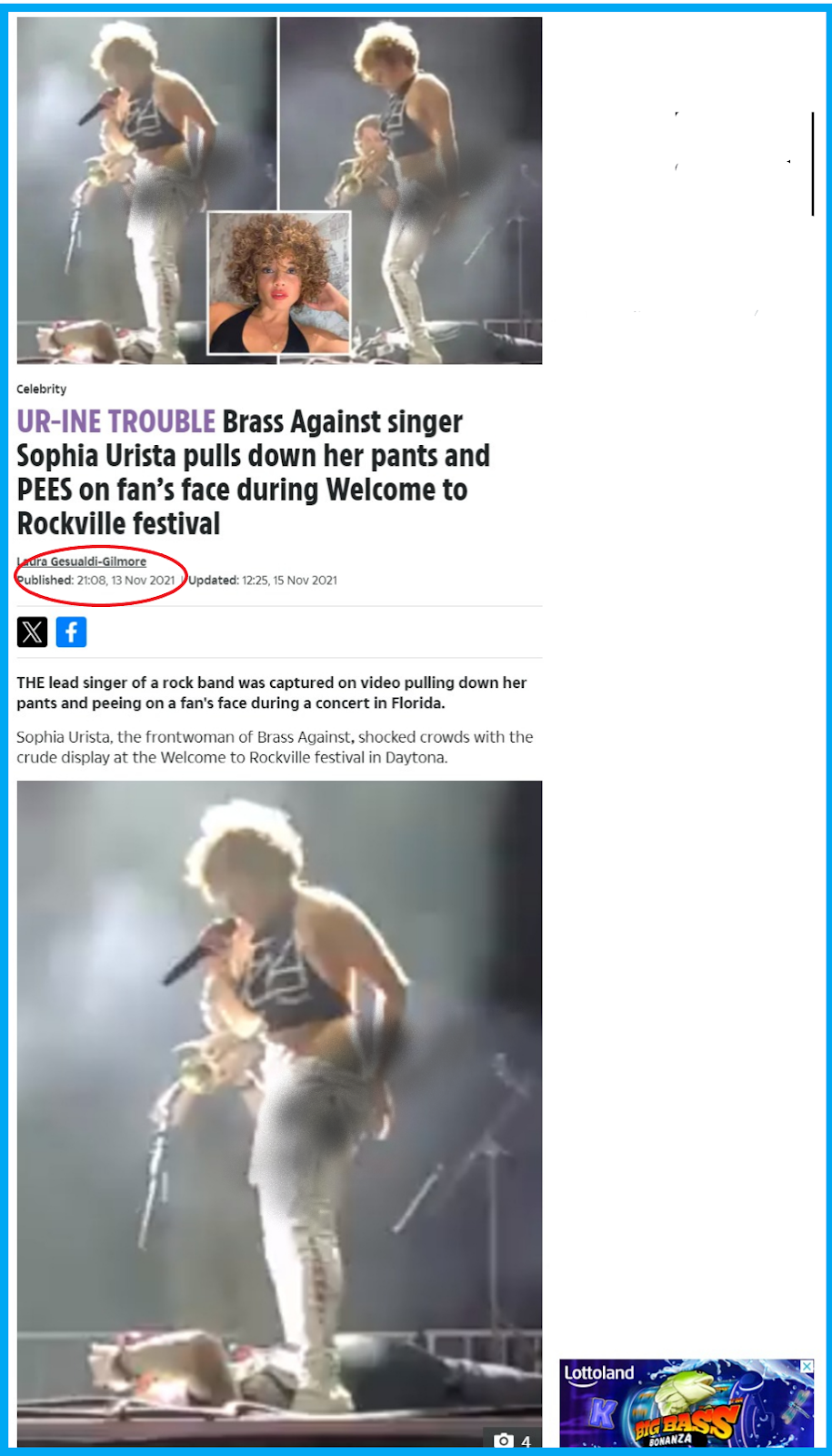 US singer Sophia Uritsa peeing on a fan’s face shared as a celebrity ...
