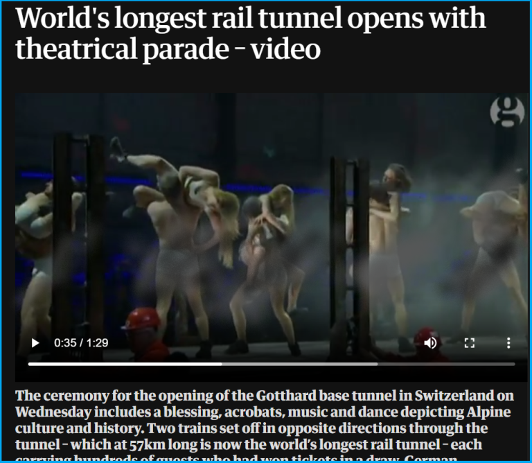 Old video of opening ceremony of the Gotthard base rail tunnel in ...