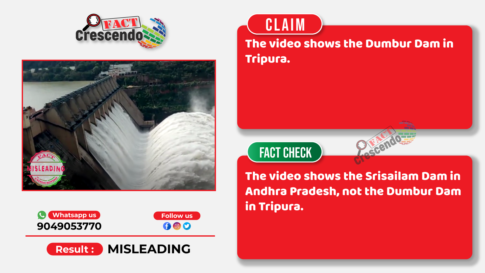 Video Of Srisailam Dam Is Going Viral As Dumbur Dam In Tripura - Fact ...