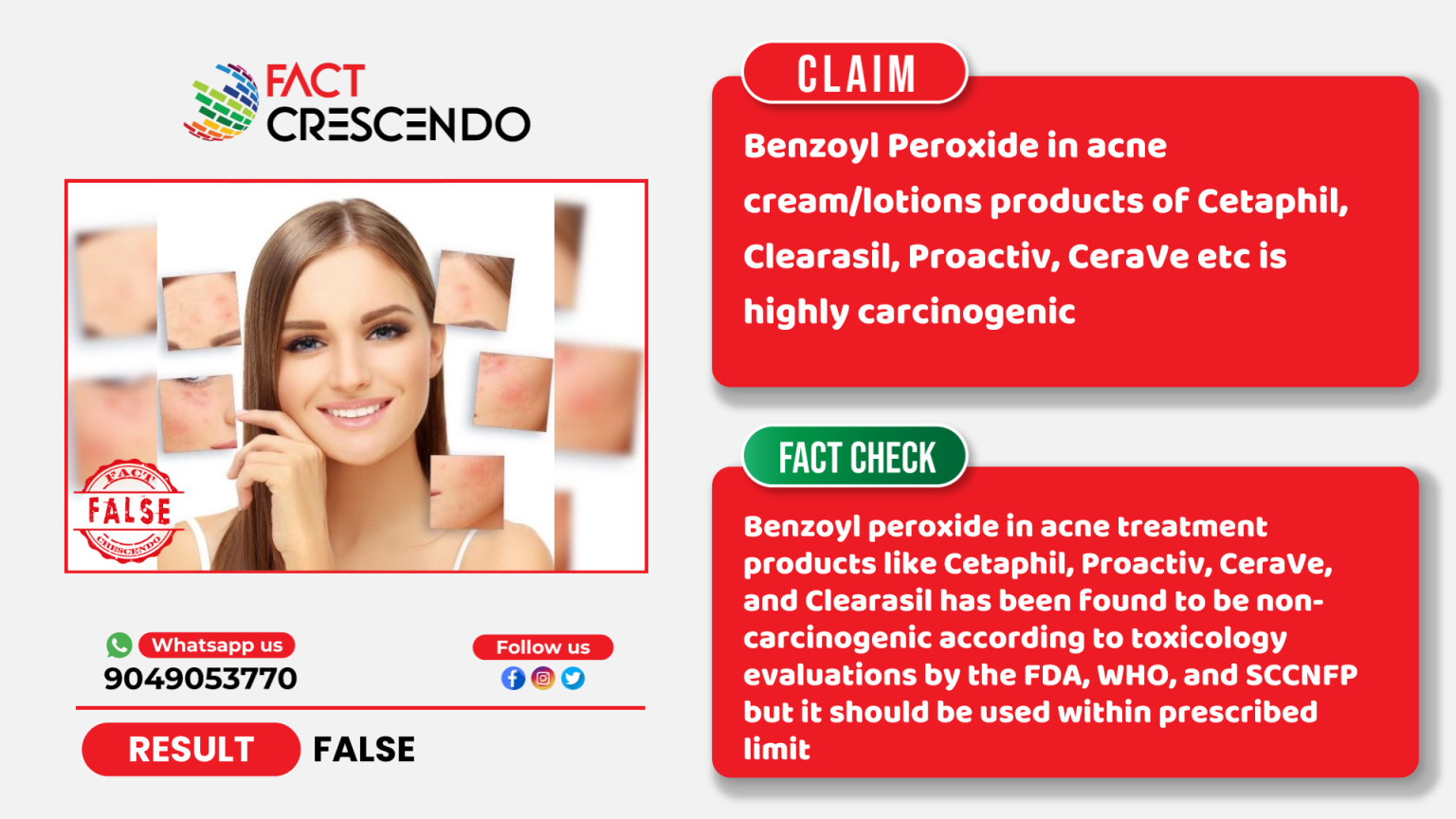 Benzoyl Peroxide used in Cetaphil, Proactiv and CeraVe acne cleaning ...
