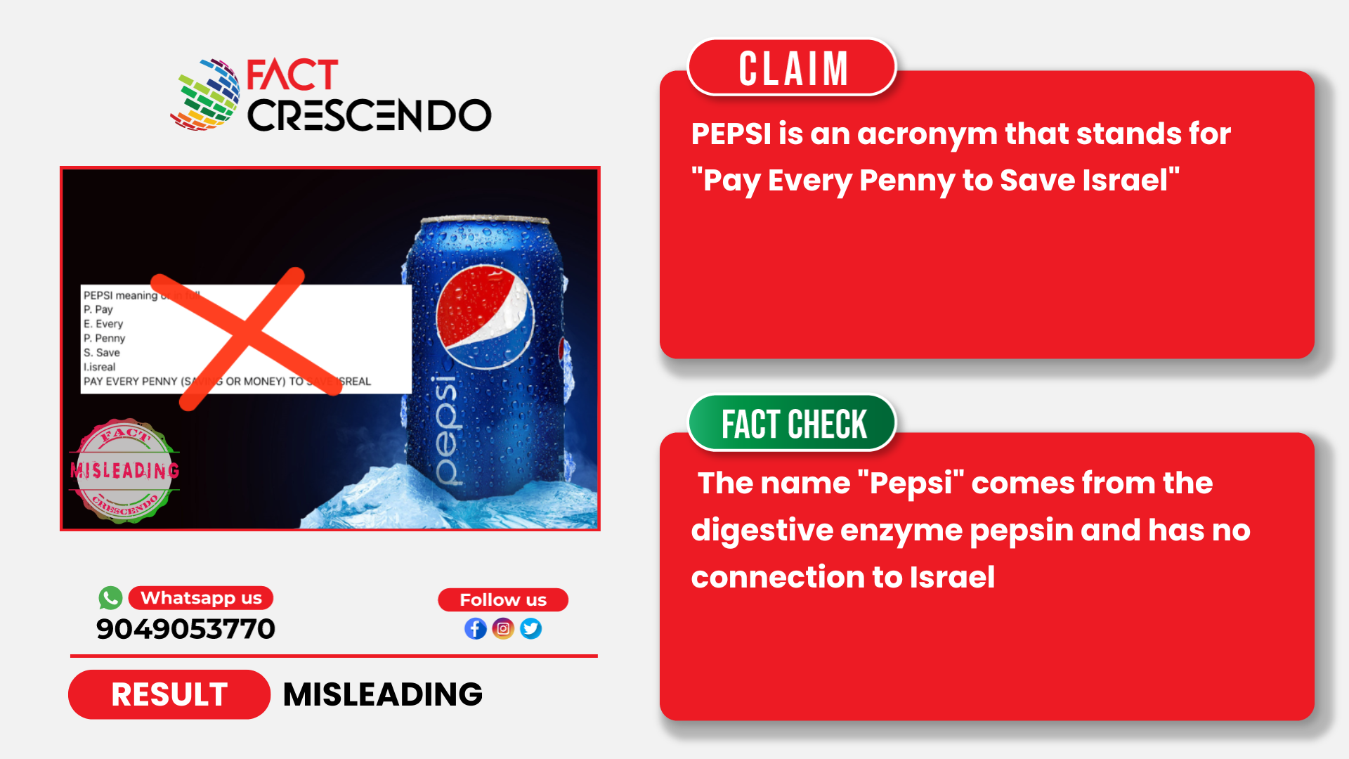 Does PEPSI stand for 'Pay Every Penny to Save Israel'? - Fact Crescendo