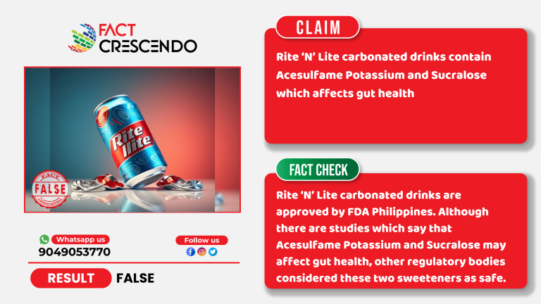 Rite n Lite drinks are approved by the Philippines food safety regulatory body. The drink is ...