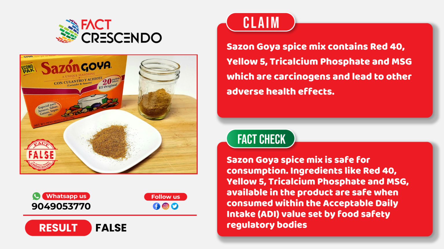 Is Sazon Goya, a product of Goya foods, that uses ingredients which are ...