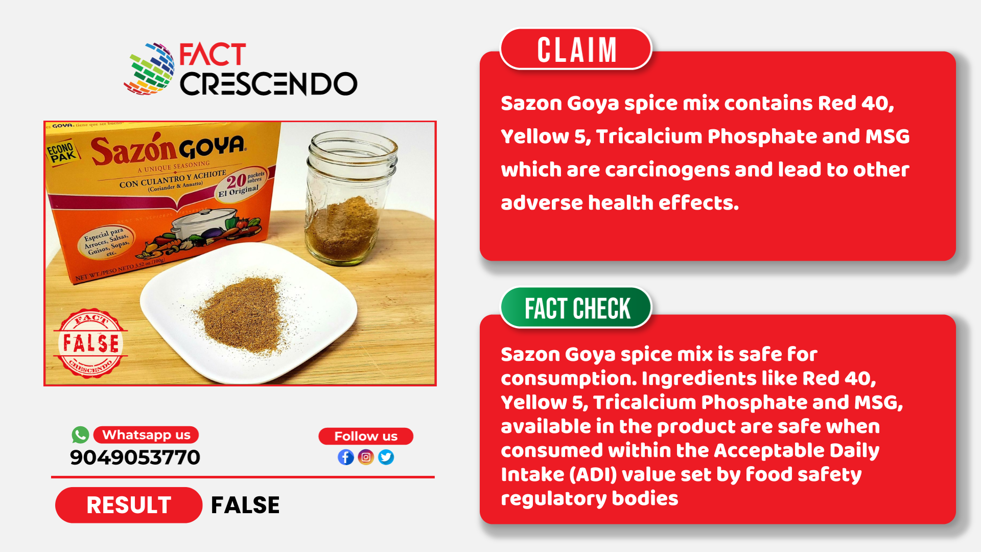 Is Sazon Goya, a product of Goya foods, that uses ingredients which are ...