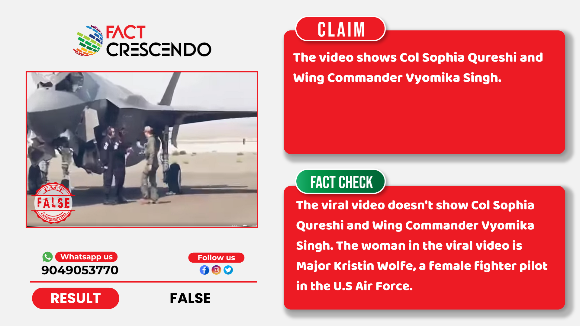 Video Of A Female Fighter Pilot In The US Air Force Going Viral As Col Sophia Qureshi And Wing ...