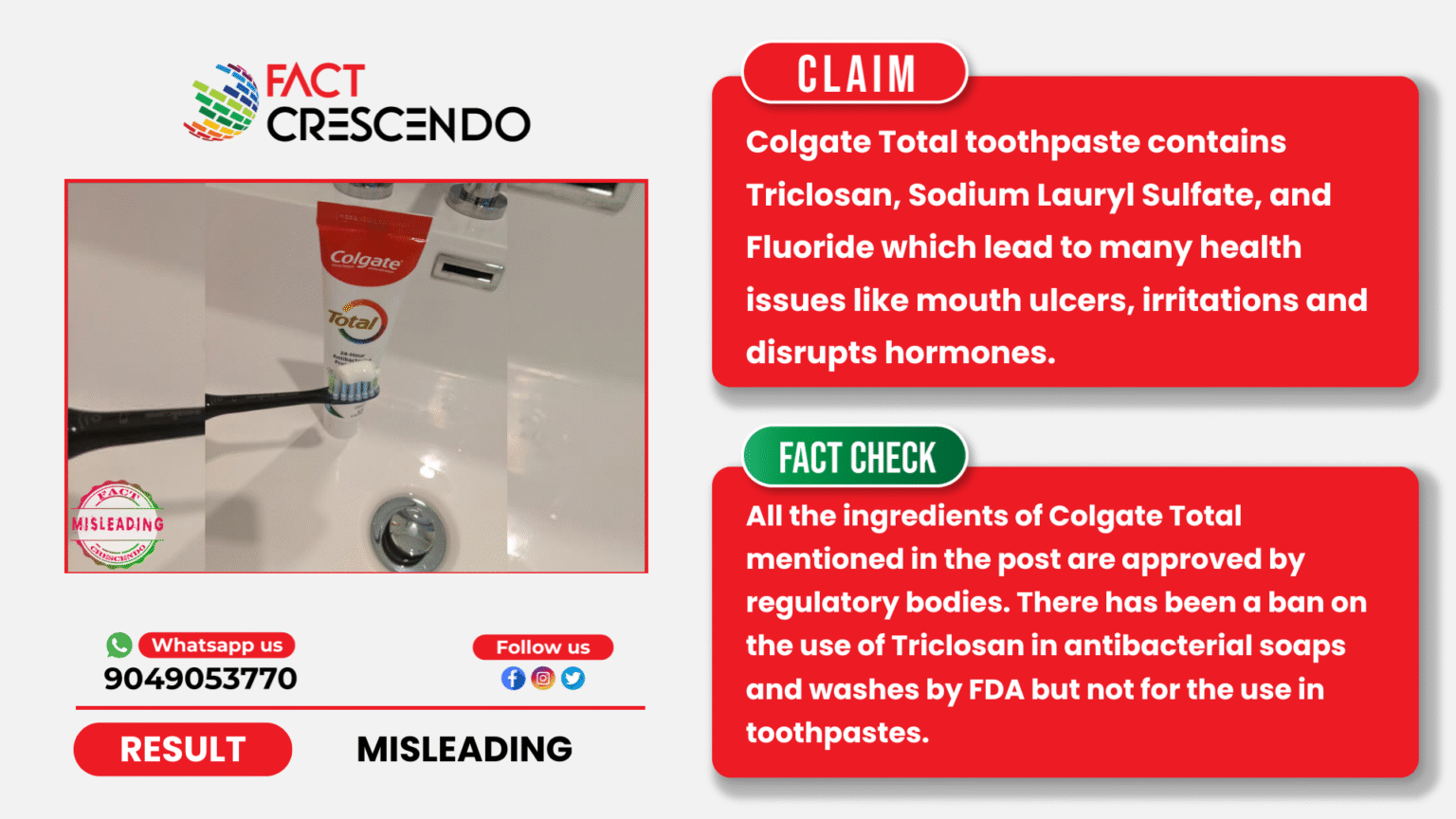 Colgate Total Ingredients Meet All Regulatory Standards: Confirm Safety ...