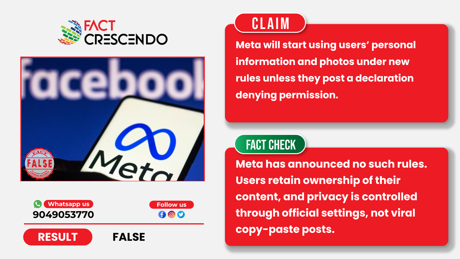 Viral Facebook Post Claiming Users Must Deny Meta Permission to Use ...