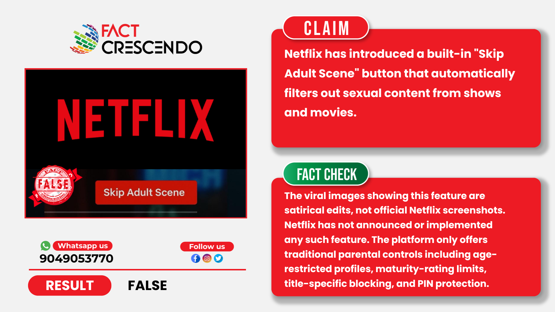 Netflix Has Not Added a "Skip Adult Scene" Button - Fact Crescendo