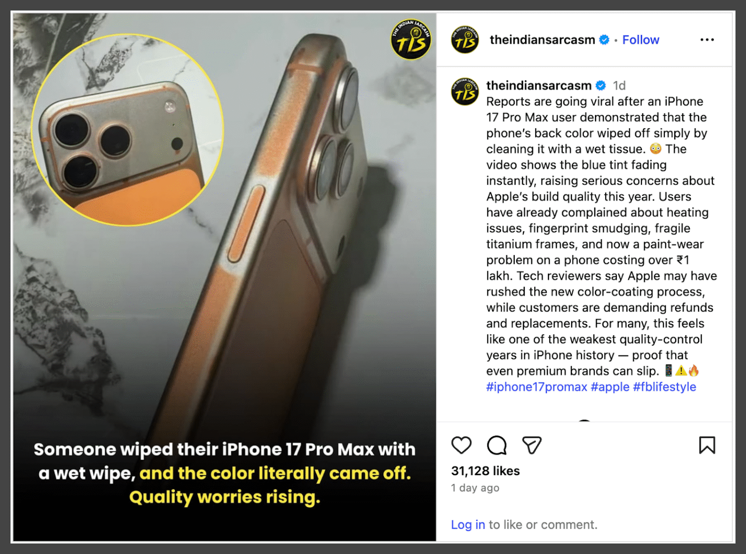 iPhone 17 Pro Max Cosmic Orange Finish: Can Wet Wipes Really Remove It ...