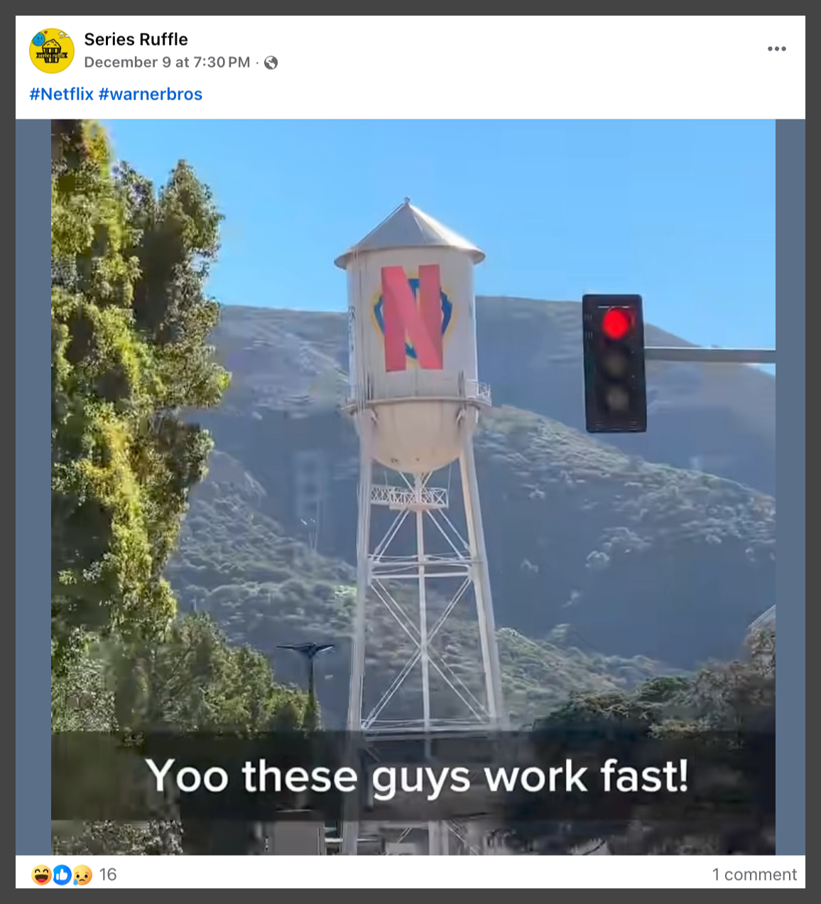 Viral Video of Netflix Logo on Warner Bros. Water Tower Is Digitally ...