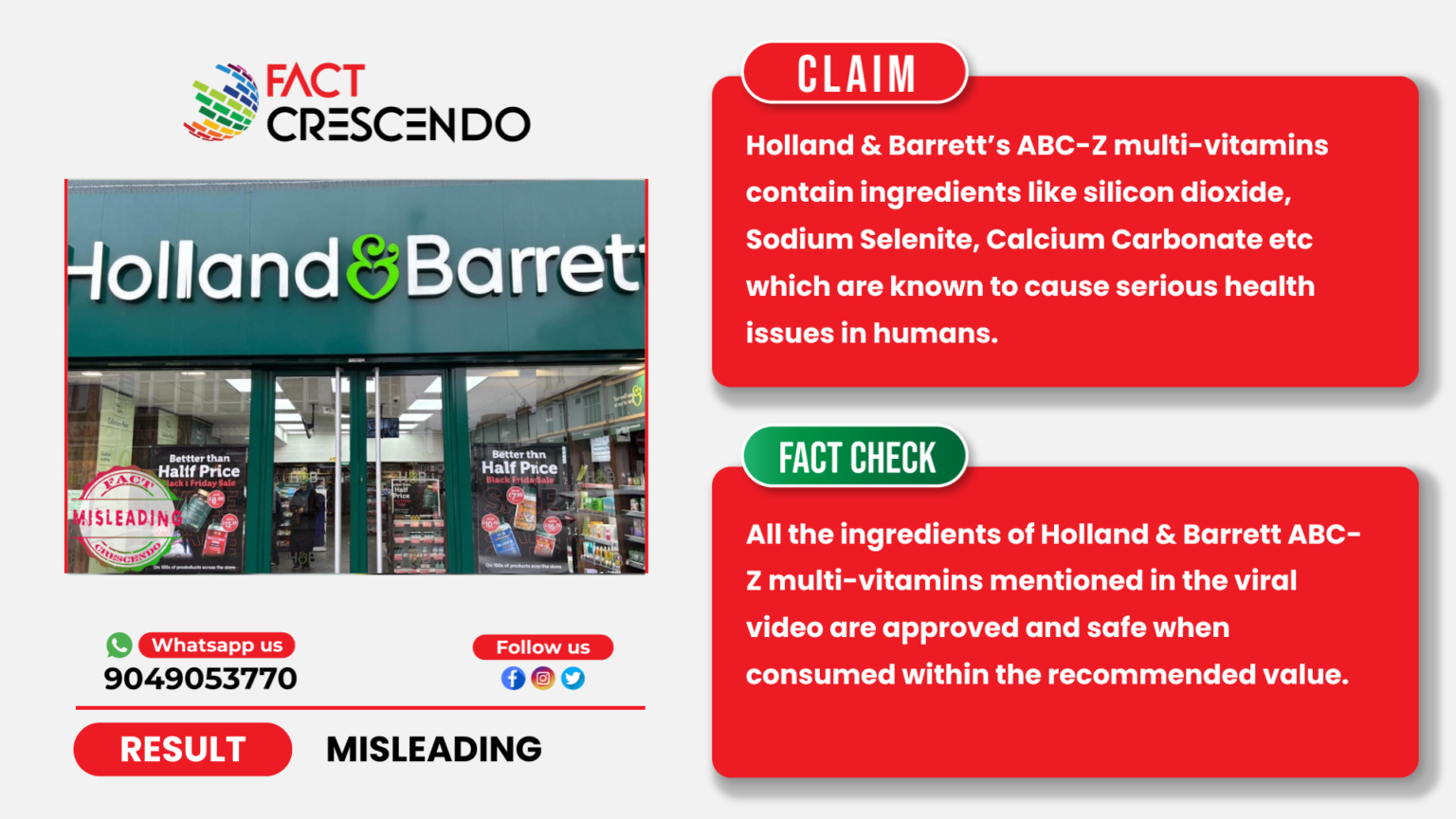Claim stating Holland & Barrett ABC-Z Multi-Vitamins are harmful is ...