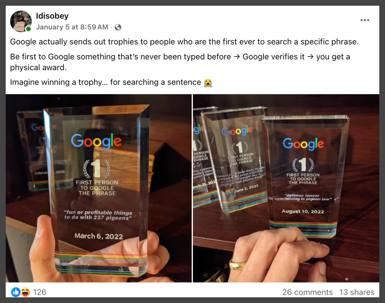 Google Does Not Send Trophies for First-Time Searches - Fact Crescendo