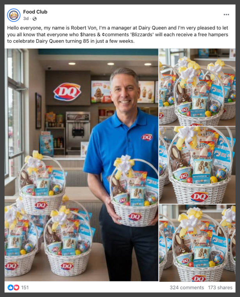 No, Dairy Queen Managers Are Not Giving Free Hampers for Commenting ...